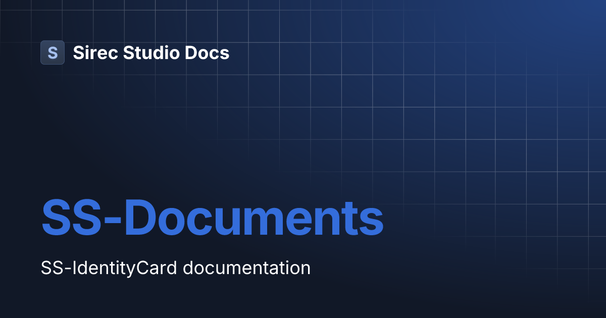 SS-Documents | Sirec Studio Docs